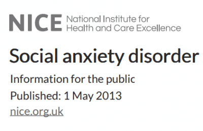 NICE Social Anxiety Disorder Guidance: Recognition, Assessment and ...