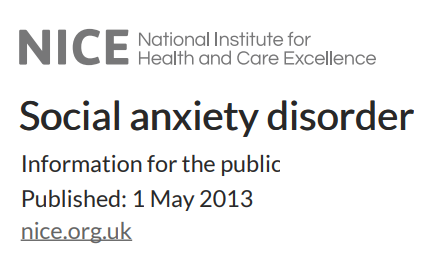 NICE Social Anxiety Disorder Guidance: Recognition, Assessment and ...